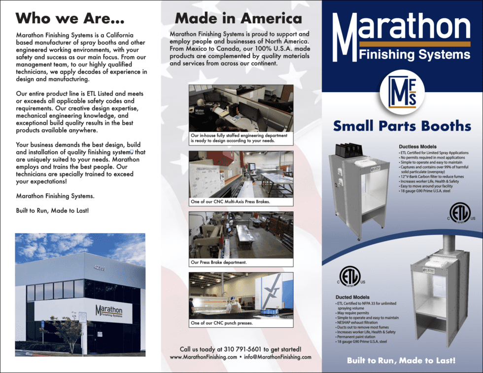 Small Parts Spray Booth Brochure - Marathon Spray Booths